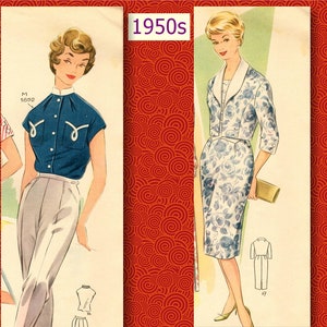 8 Vintage Sewing Patterns 1950s , 1950 Dress Patterns, Vintage Fashion ...