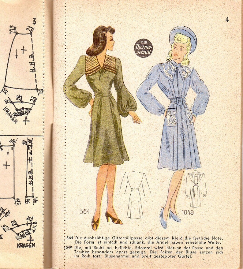 1947 Sewing Patterns Book: 1940s Dress Designs (PDF) - Etsy