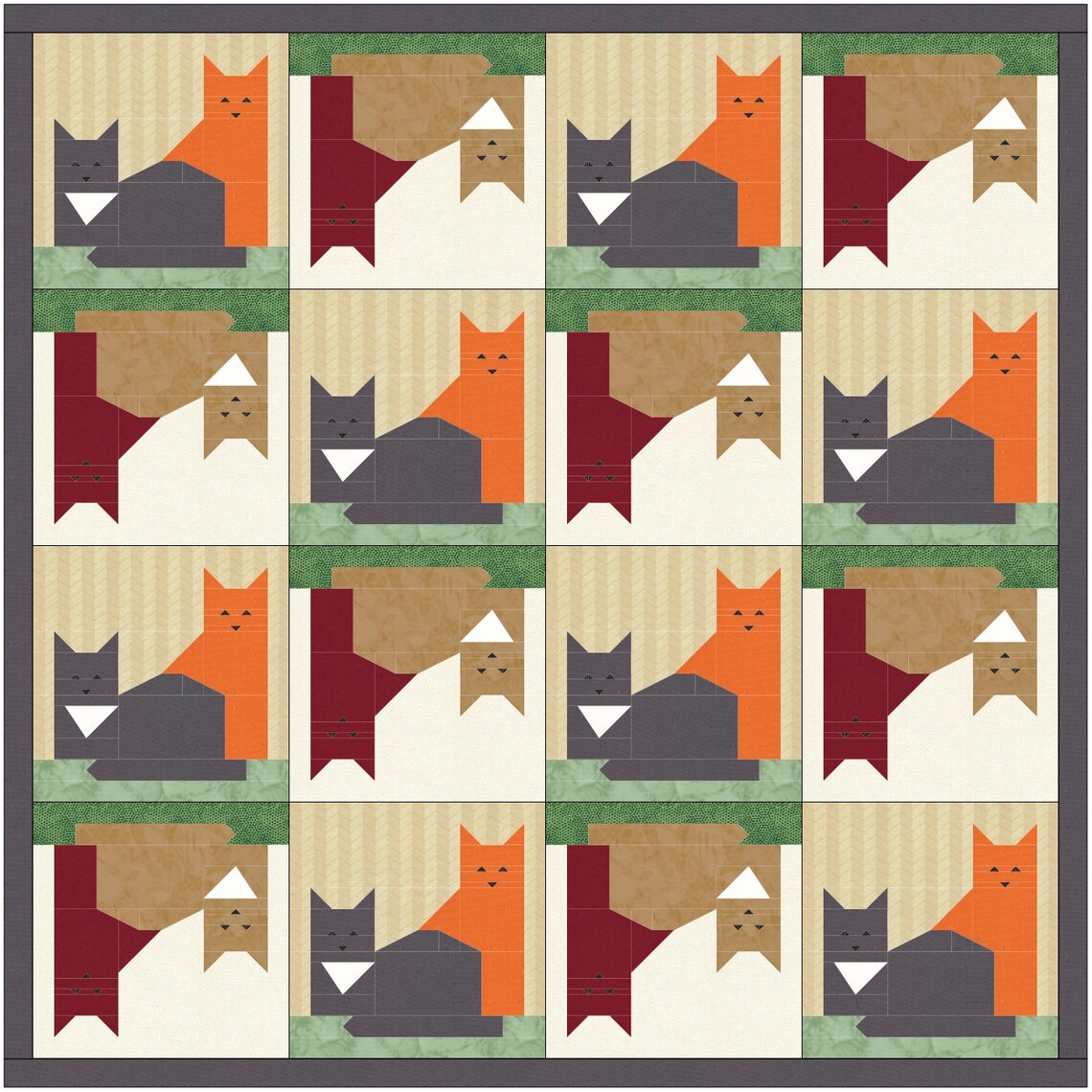 Cats Quilt Block Pattern: Modern Patchwork (PDF Pattern) - Etsy