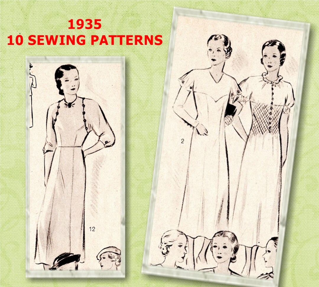 10 Vintage Sewing Patterns 1935, Vintage Fashion Magazine 1935 With ...