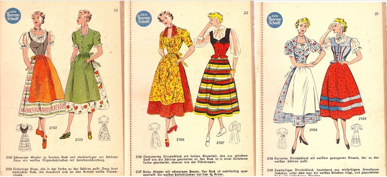 1950s Dirndl Sewing Patterns: German Drafting System (PDF) - Etsy