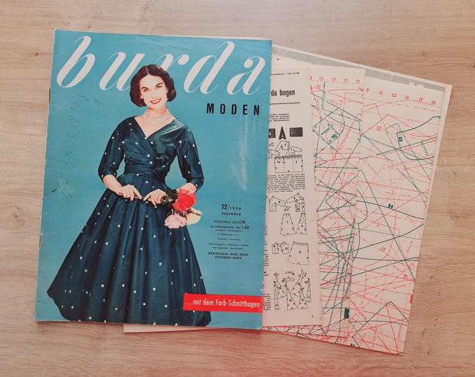 12/1956 Burda Moden, Vintage Sewing Patterns, 1950s Sewing Magazine ...