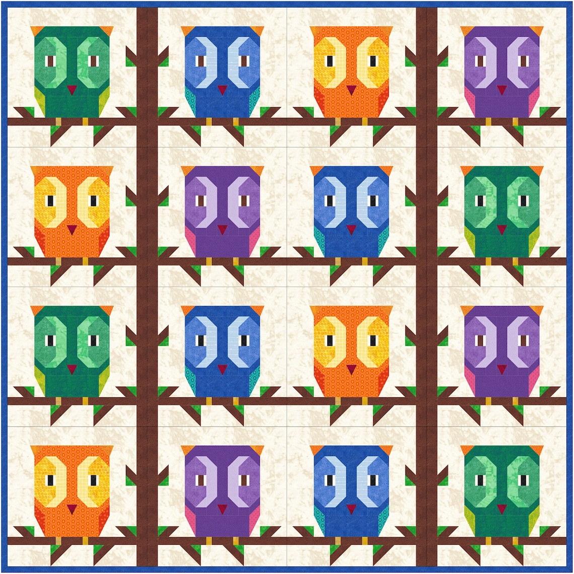 Owls Quilt Pattern Pdf, Funny Quilt Patterns for Kids, Paper Pieced ...