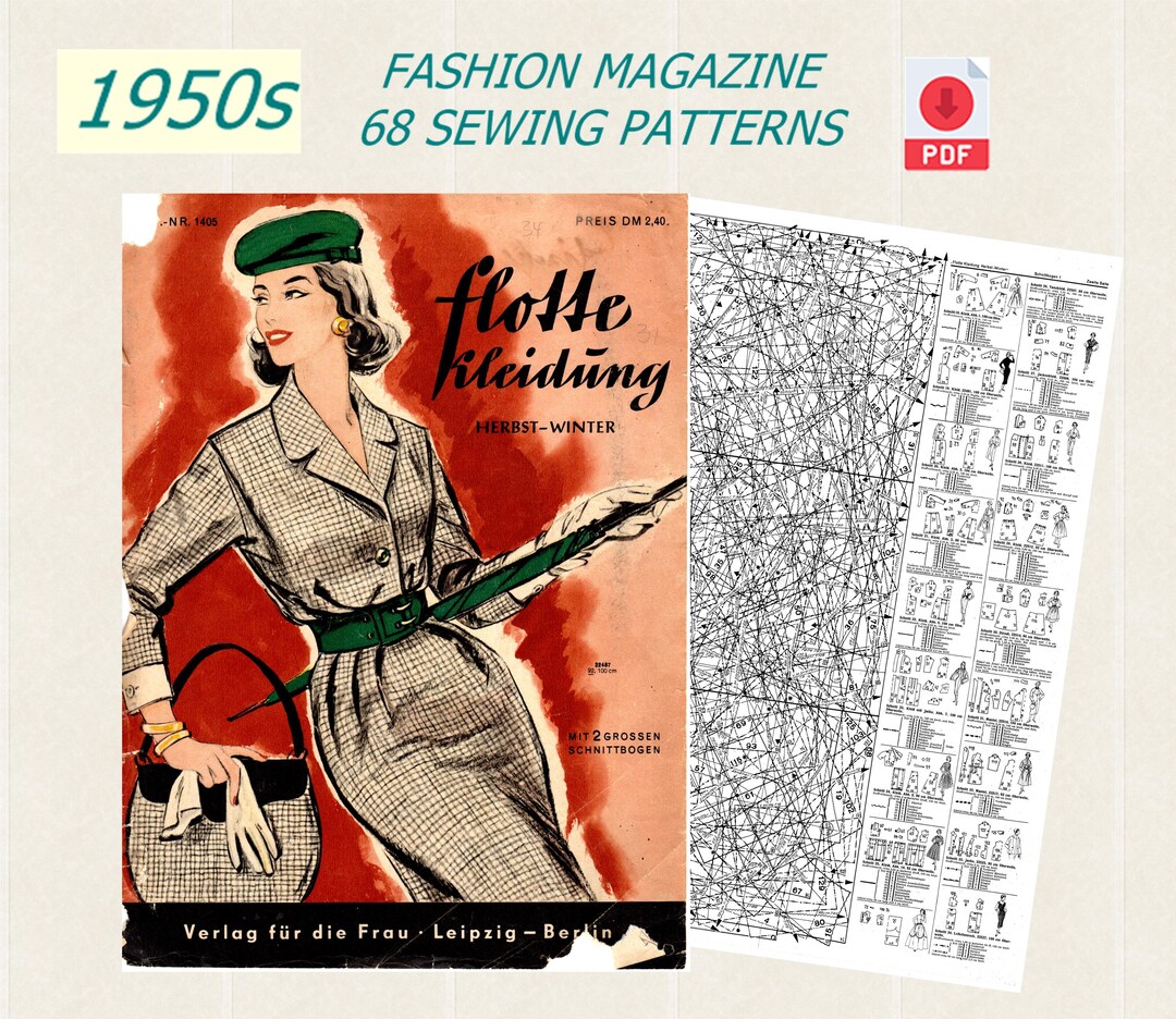 1950s Sewing Patterns: Vintage Fashion Magazine- Restored Digital ...