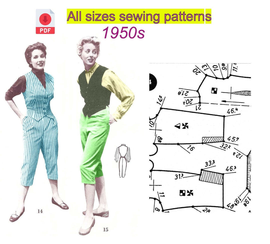 All Sizes Sewing Patterns From 1950s, Pattern System, Vintage Sewing Patterns All Sizes, Pattern ...