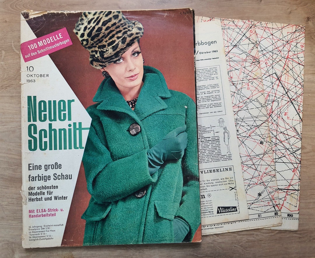10/1963 Neuer Schnitt , Vintage Fashion Magazine 1960s, Vintage Sewing ...