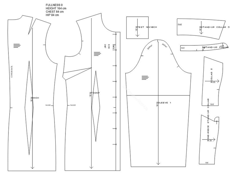 Basic FULL BODICE Sloper/fullness 1/ 8 Sizes/4 Sleeves/ 6 Collars ...