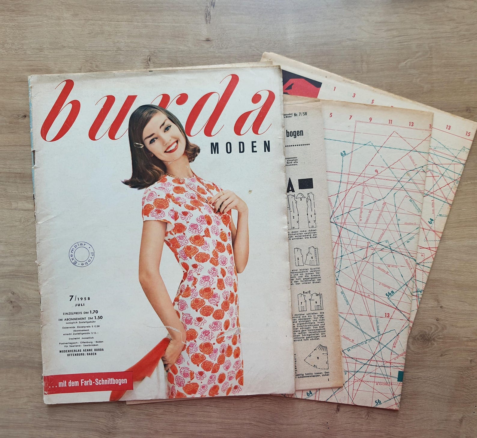 7/1958 Burda Moden, Vintage Sewing Patterns, 1950s Sewing Magazine ...