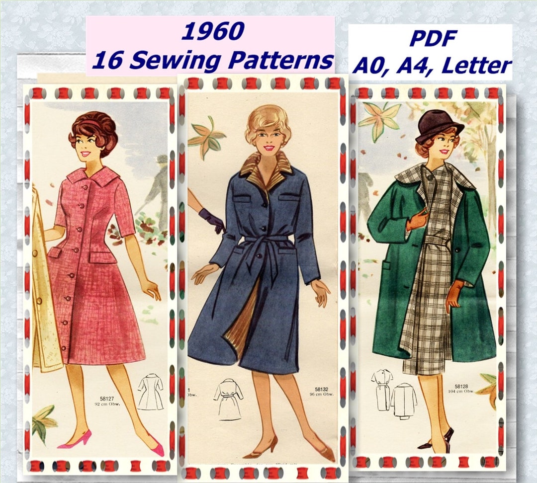 16 Vintage Sewing Patterns 1960 ,vintage Fashion Magazine 1960 With ...