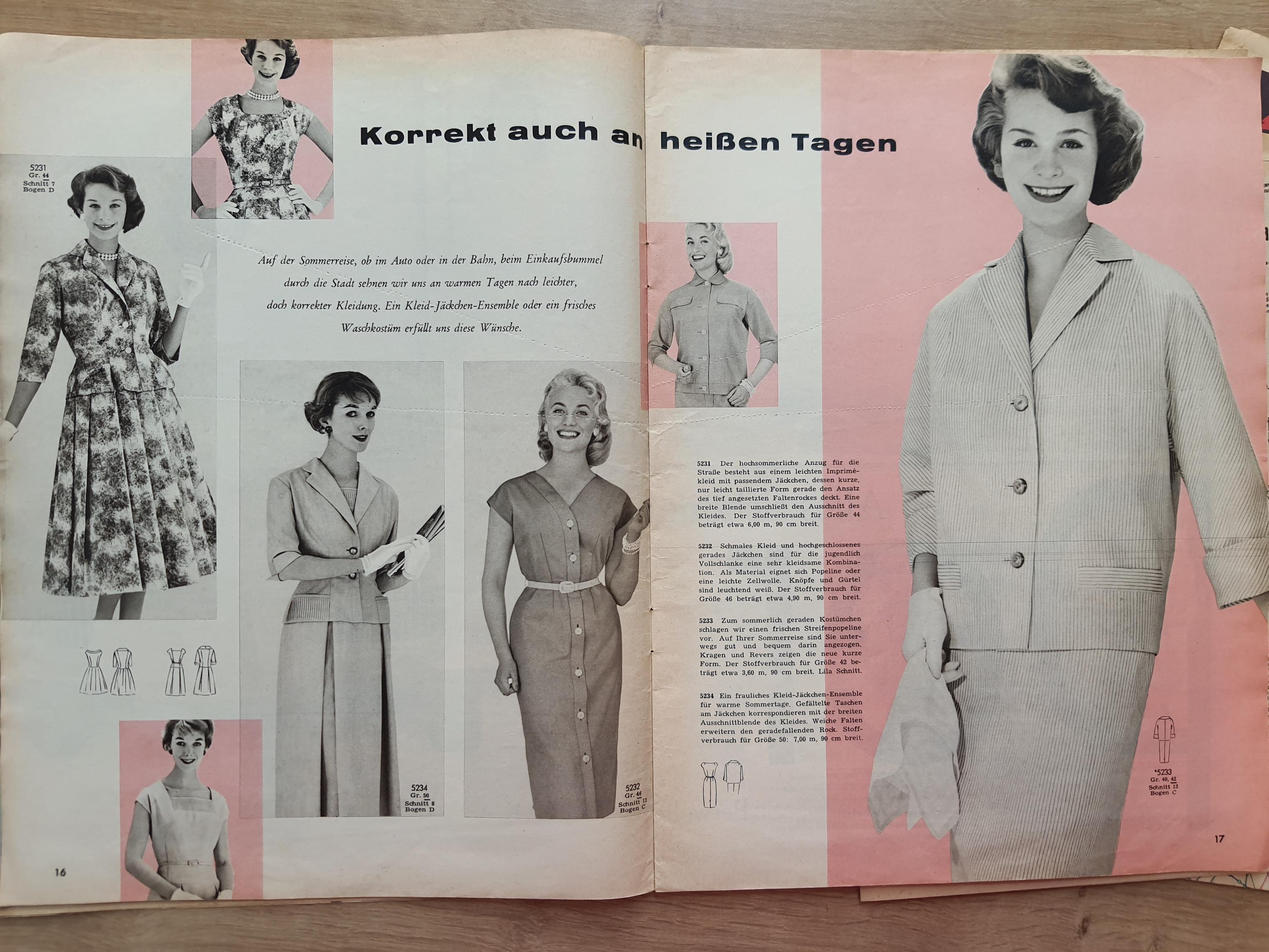 7/1958 Burda Moden, Vintage Sewing Patterns, 1950s Sewing Magazine ...
