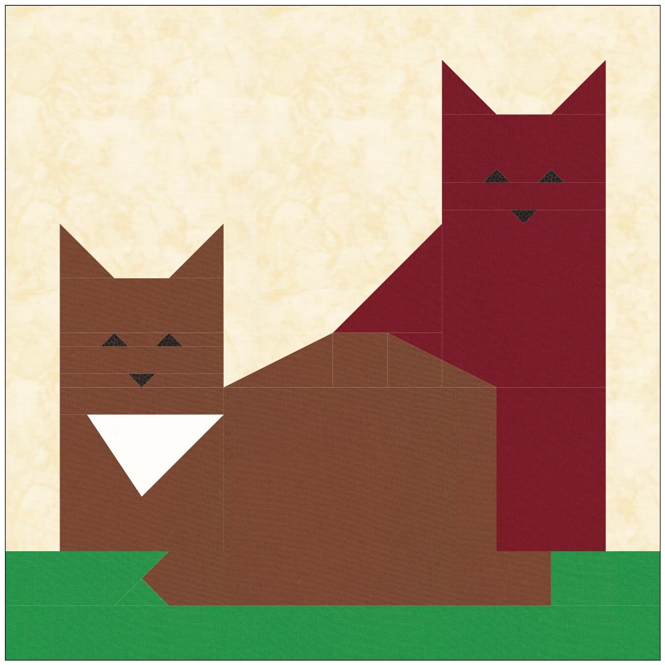 Cats Quilt Block Pattern: Modern Patchwork (PDF Pattern) - Etsy