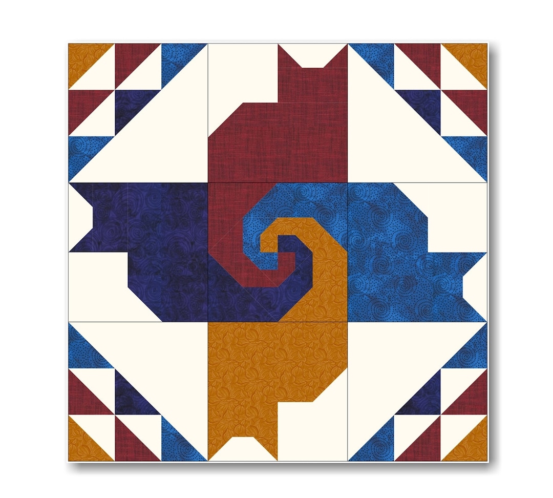 Four Cats Quilt Pattern: Spiral Block Design (PDF) - Etsy