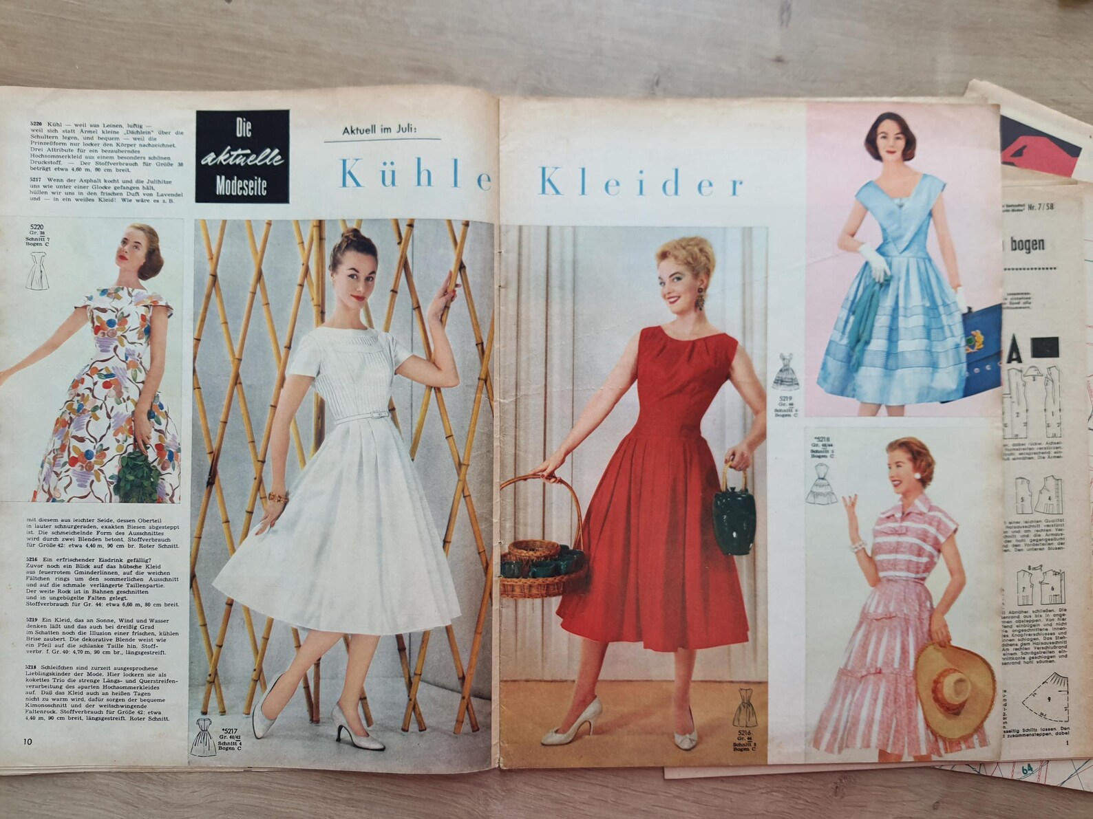 7/1958 Burda Moden, Vintage Sewing Patterns, 1950s Sewing Magazine ...