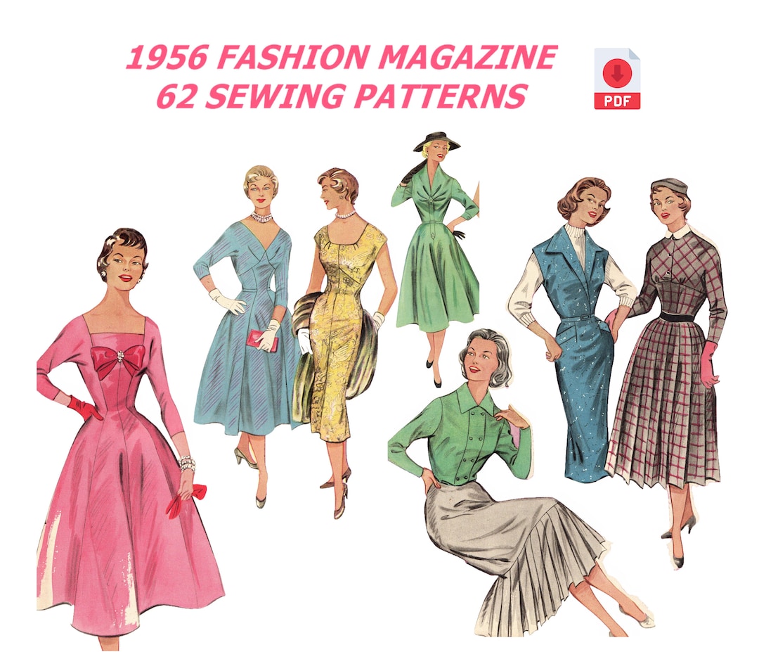 62 Vintage Sewing Patterns 1956, 1950s Dresses Patterns, 1950s Vintage ...