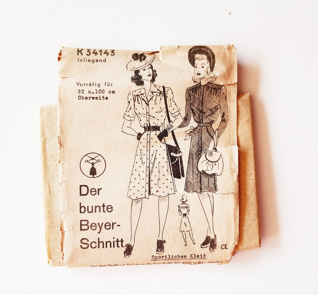 1940s Dress Sewing Pattern , Vintage Dress Pattern , Vintage Dress ...