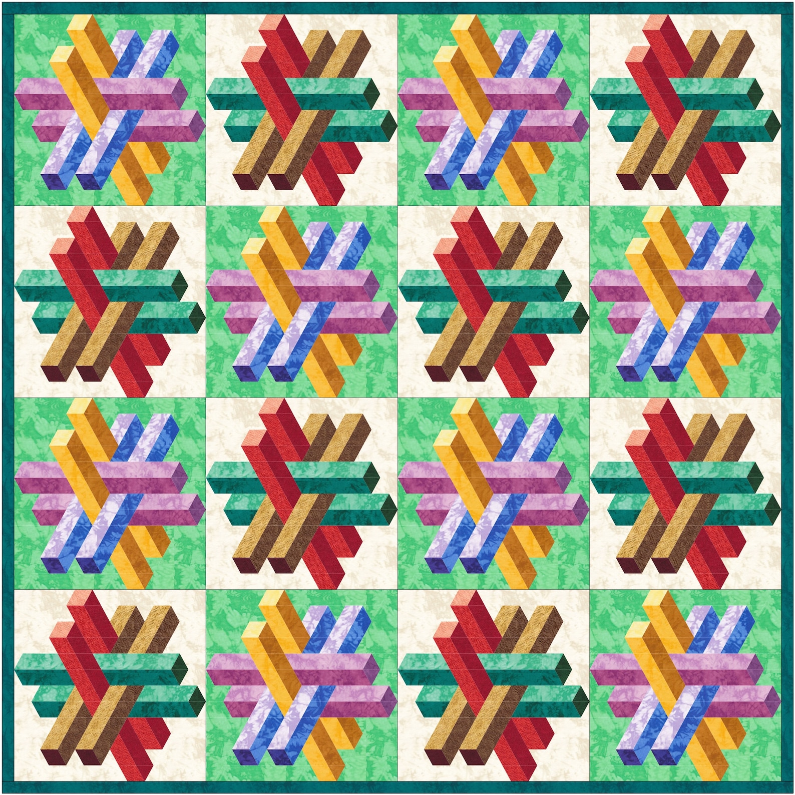 Digital Quilt Block Pattern, Paper Pieced Quilt Pattern, Modern ...