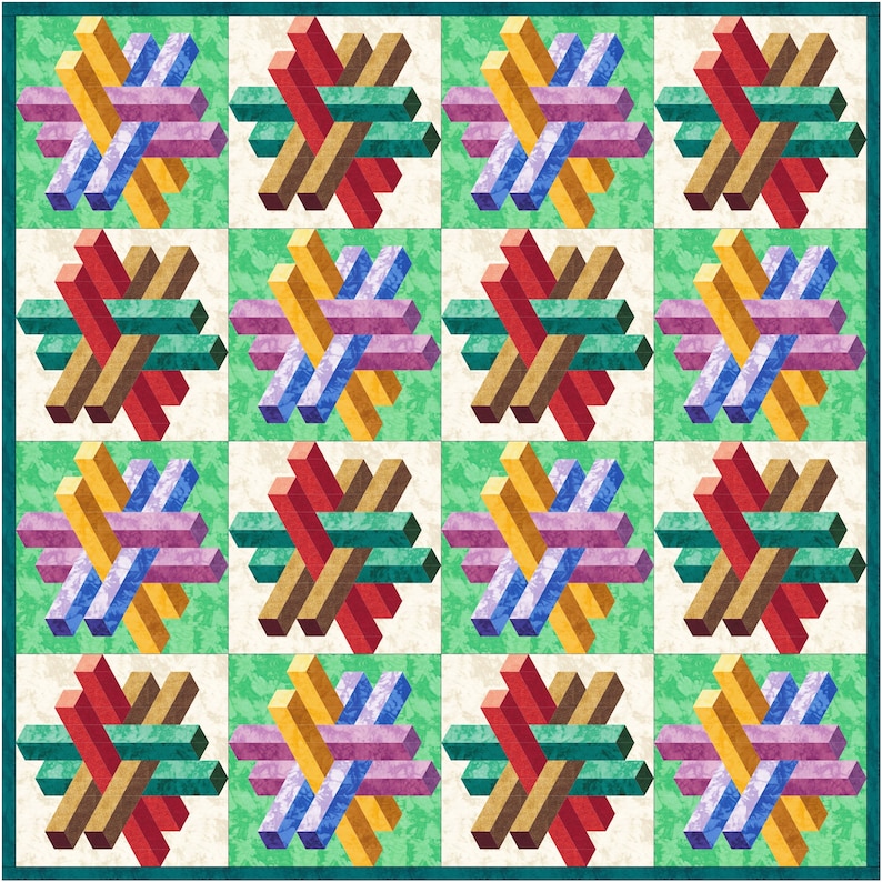 Digital Quilt Block Pattern, Paper Pieced Quilt Pattern, Modern Patchwork ,quilt Block Patterns ...