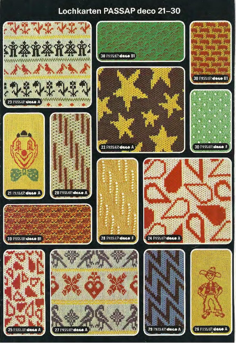 100 PASSAP Machine Knitting Punch Card Patterns Machine - Etsy