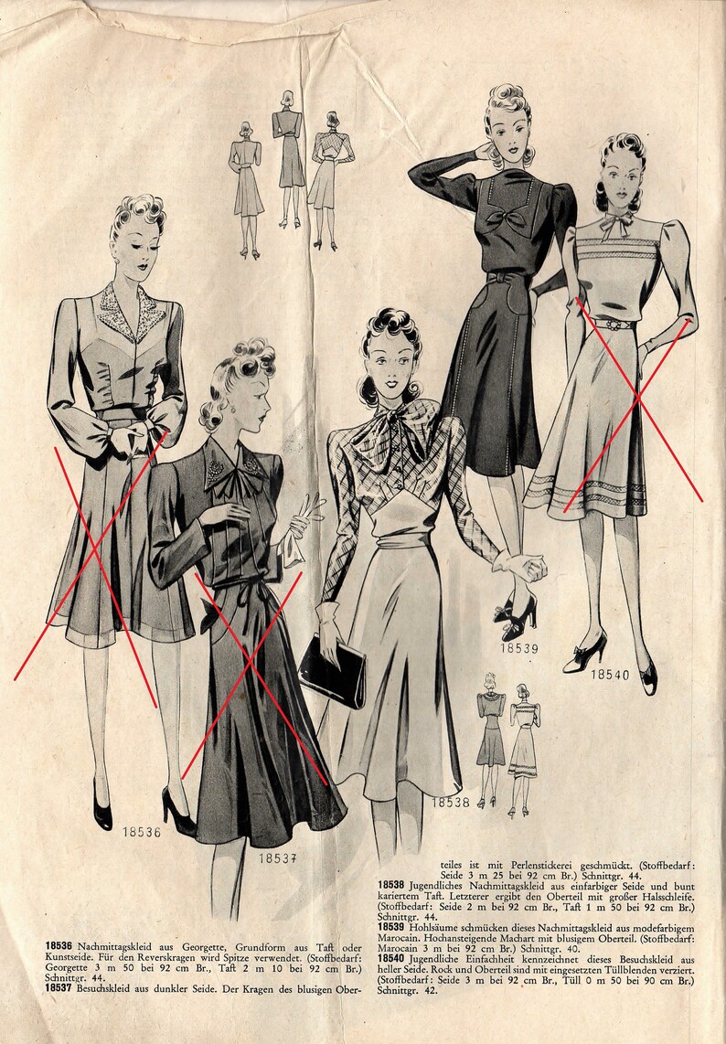 39 Sewing Patterns From 1940s, Pattern System, Vintage Sewing Patterns ...