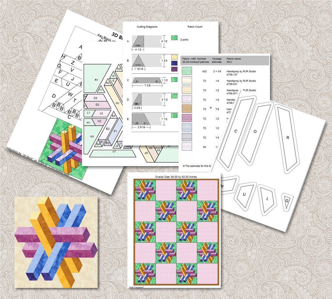 Digital Quilt Block Pattern, Paper Pieced Quilt Pattern, Modern ...