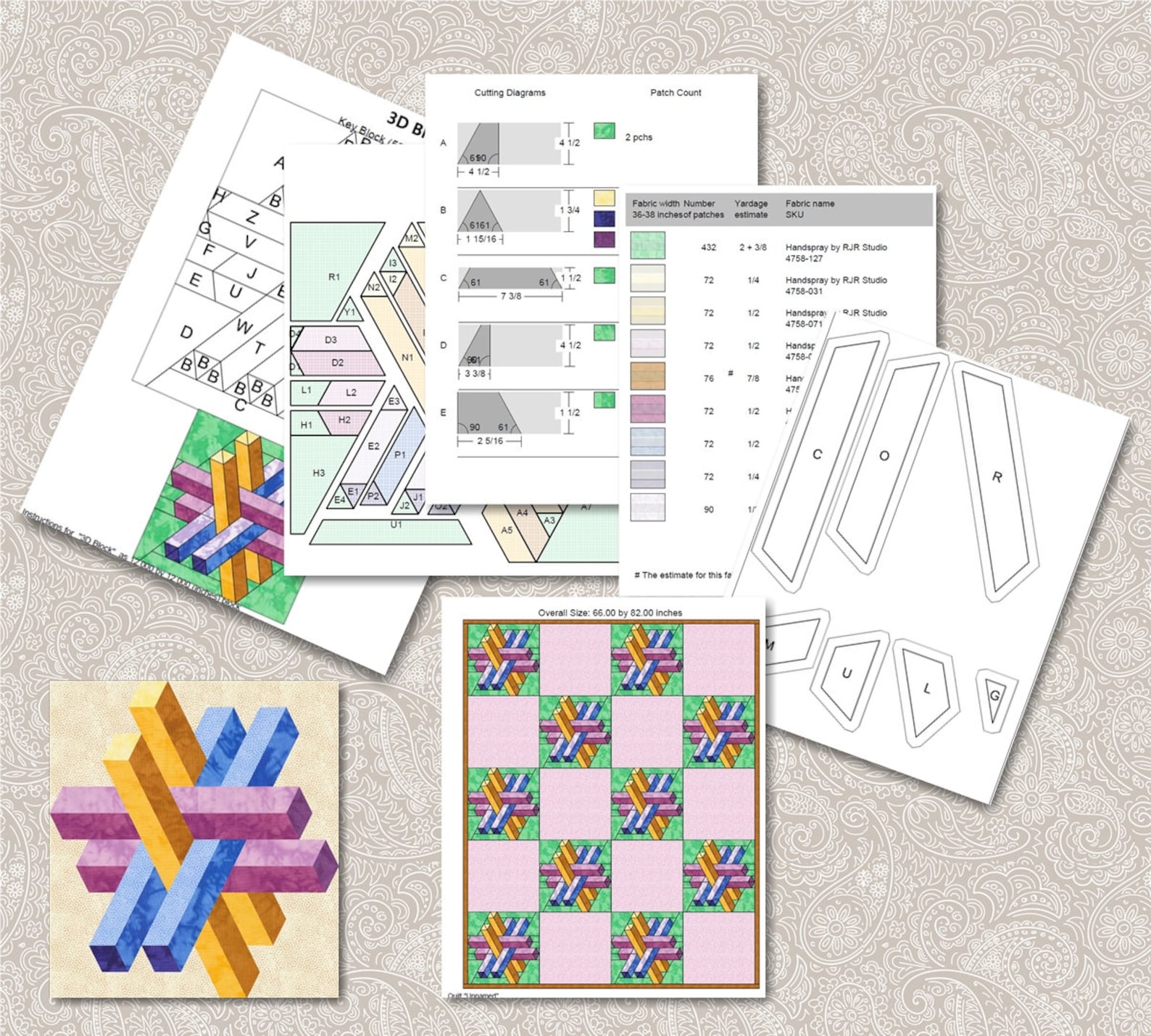 Digital Quilt Block Pattern, Paper Pieced Quilt Pattern, Modern ...