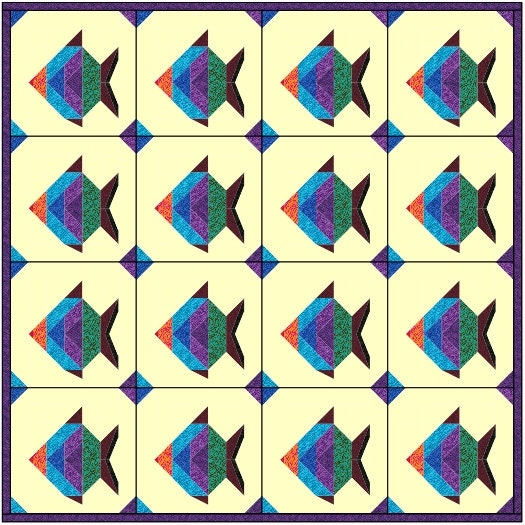 Fish Quilt Pattern Pdf, Digital Quilt Block Pattern, Quilt Patterns ...