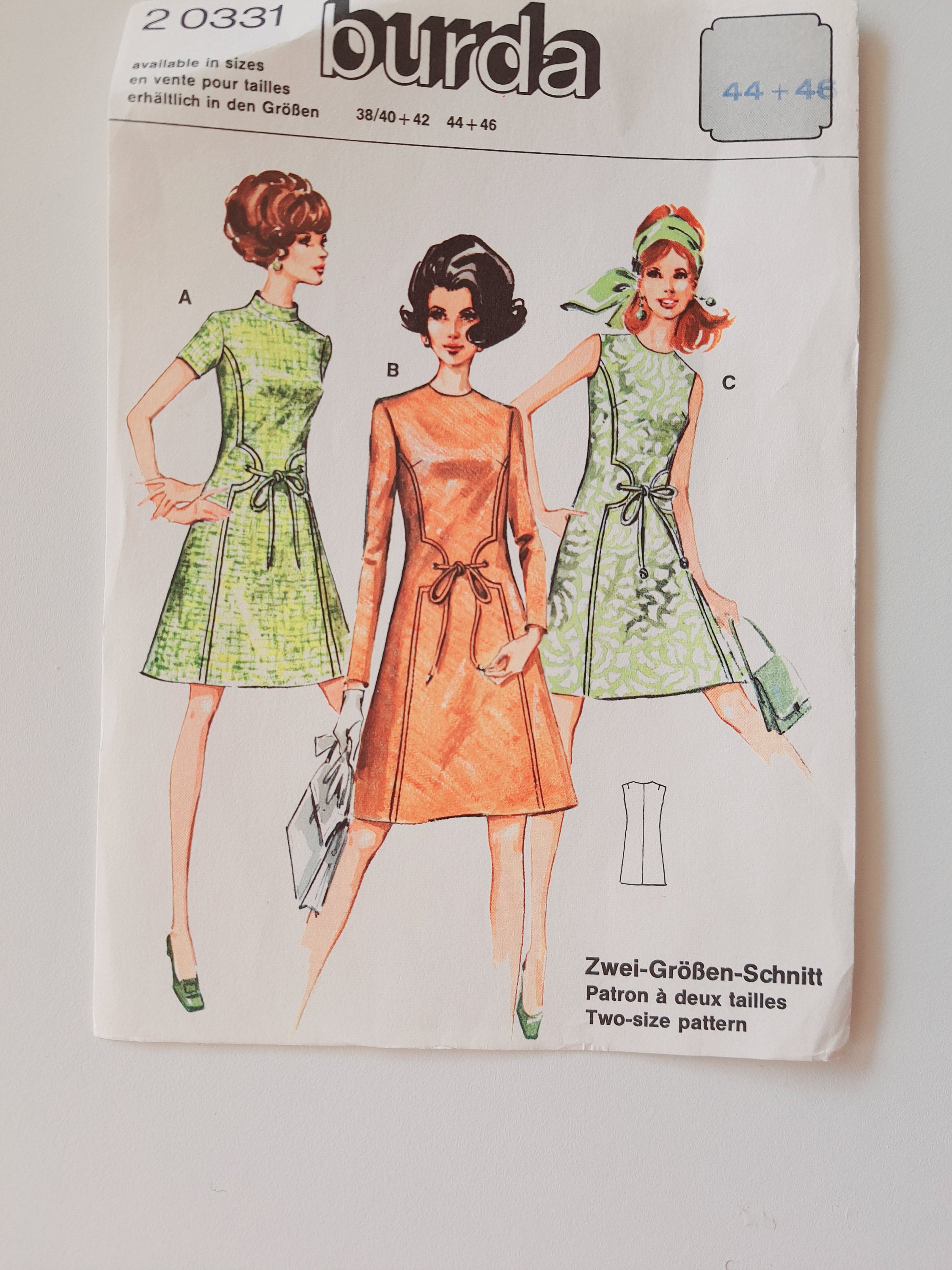 Ca.1960s Burda Dress Sewing Pattern 20331 , Vintage Dress Pattern ...