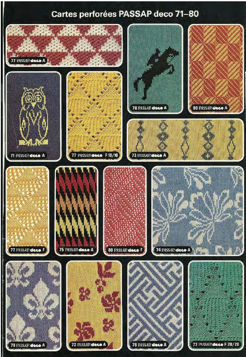 100 PASSAP Machine Knitting Punch Card Patterns Machine - Etsy