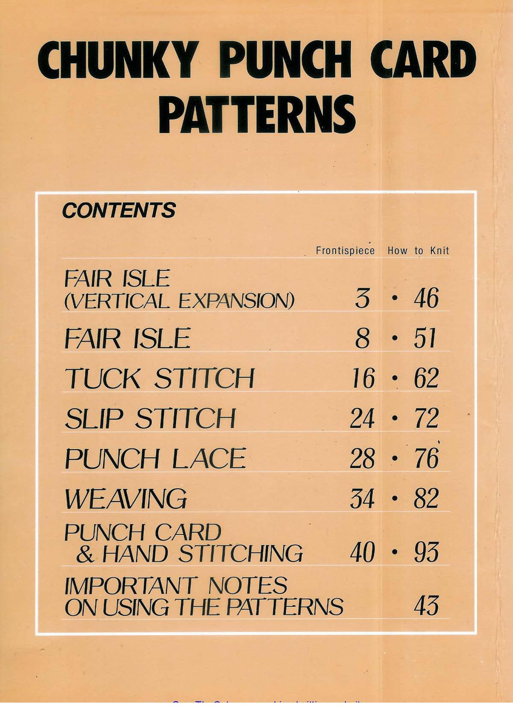 144 Punch Card Patterns, 24 Stitches Punch Card Patterns, Machine ...