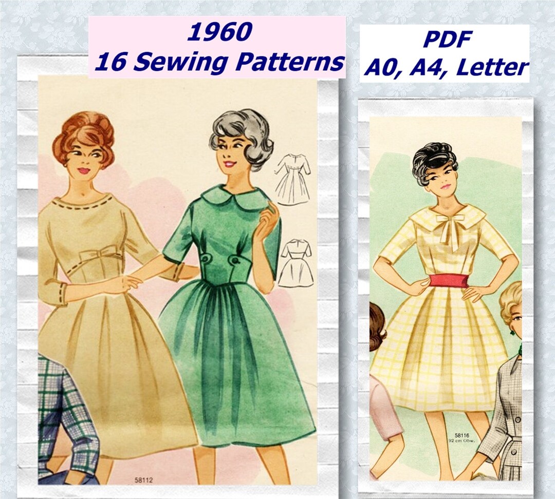 16 Vintage Sewing Patterns 1960 ,vintage Fashion Magazine 1960 With ...
