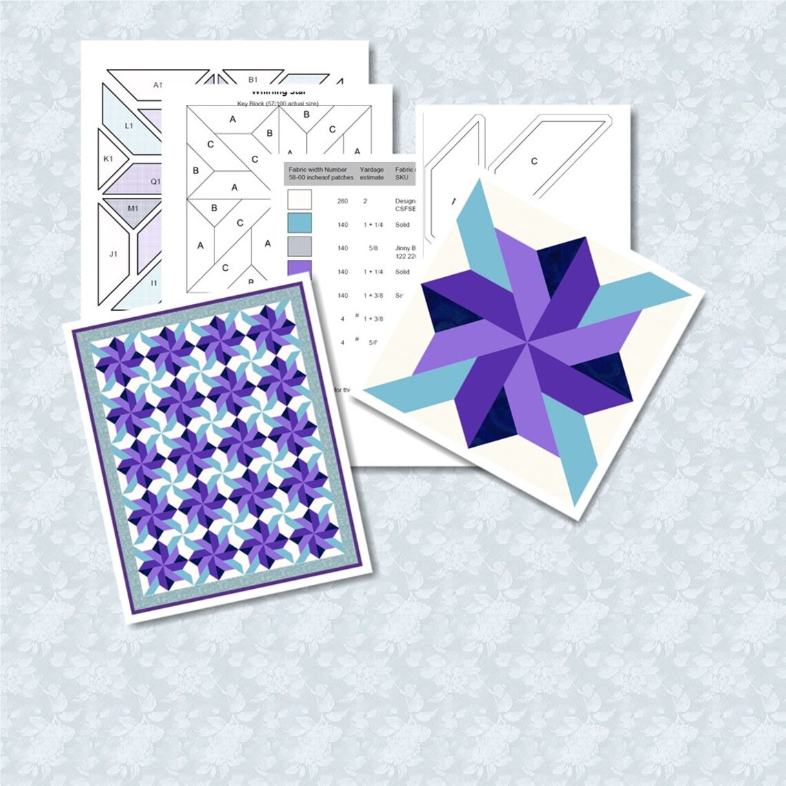 Digital Quilt Block Pattern, 3d Quilt Pattern Pdf, Paper Pieced Quilt ...