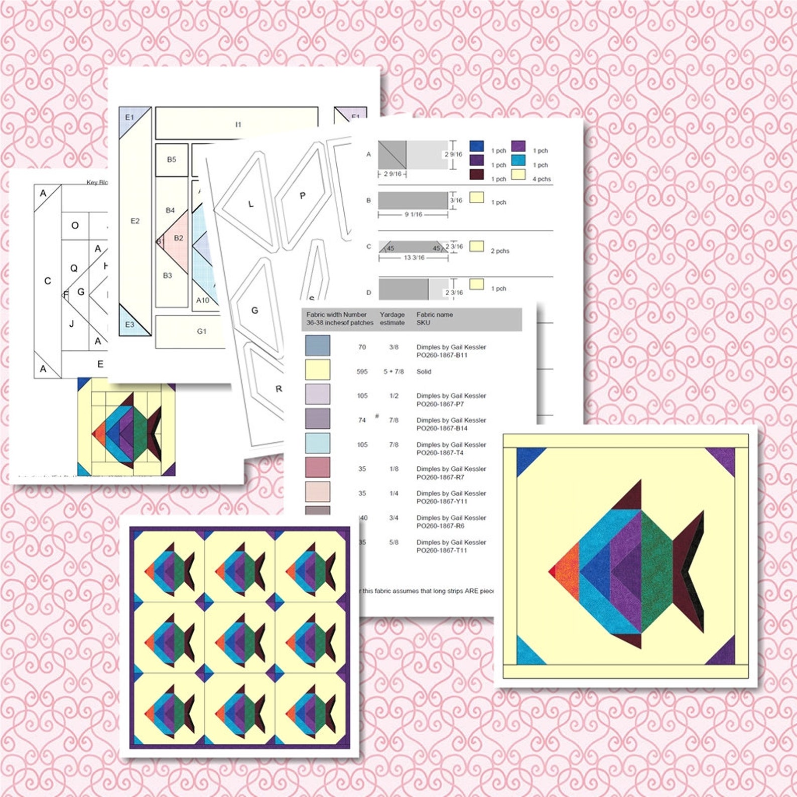 Fish Quilt Pattern Pdf, Digital Quilt Block Pattern, Quilt Patterns ...