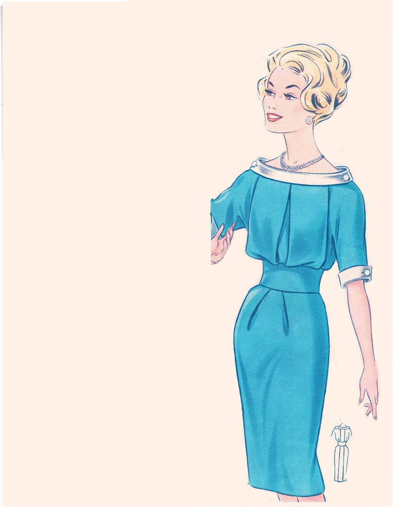 1950s Cocktail Dress Sewing Pattern (PDF Download) - Etsy