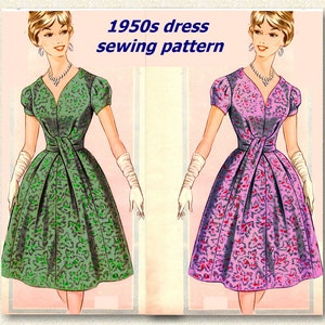 1950s Cocktail Dress Sewing Pattern (PDF Download) - Etsy