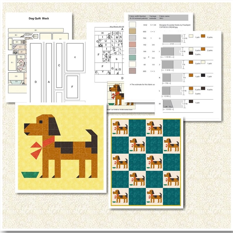Dog Quilt Pattern Pdf, Digital Quilt Block Pattern, Quilt Patterns ...