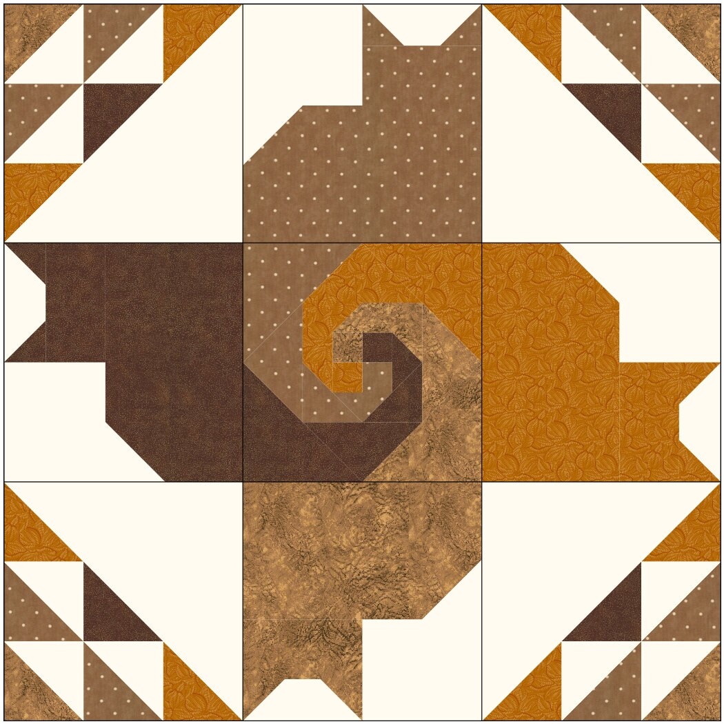 Four Cats Quilt Pattern: Spiral Block Design (PDF) - Etsy