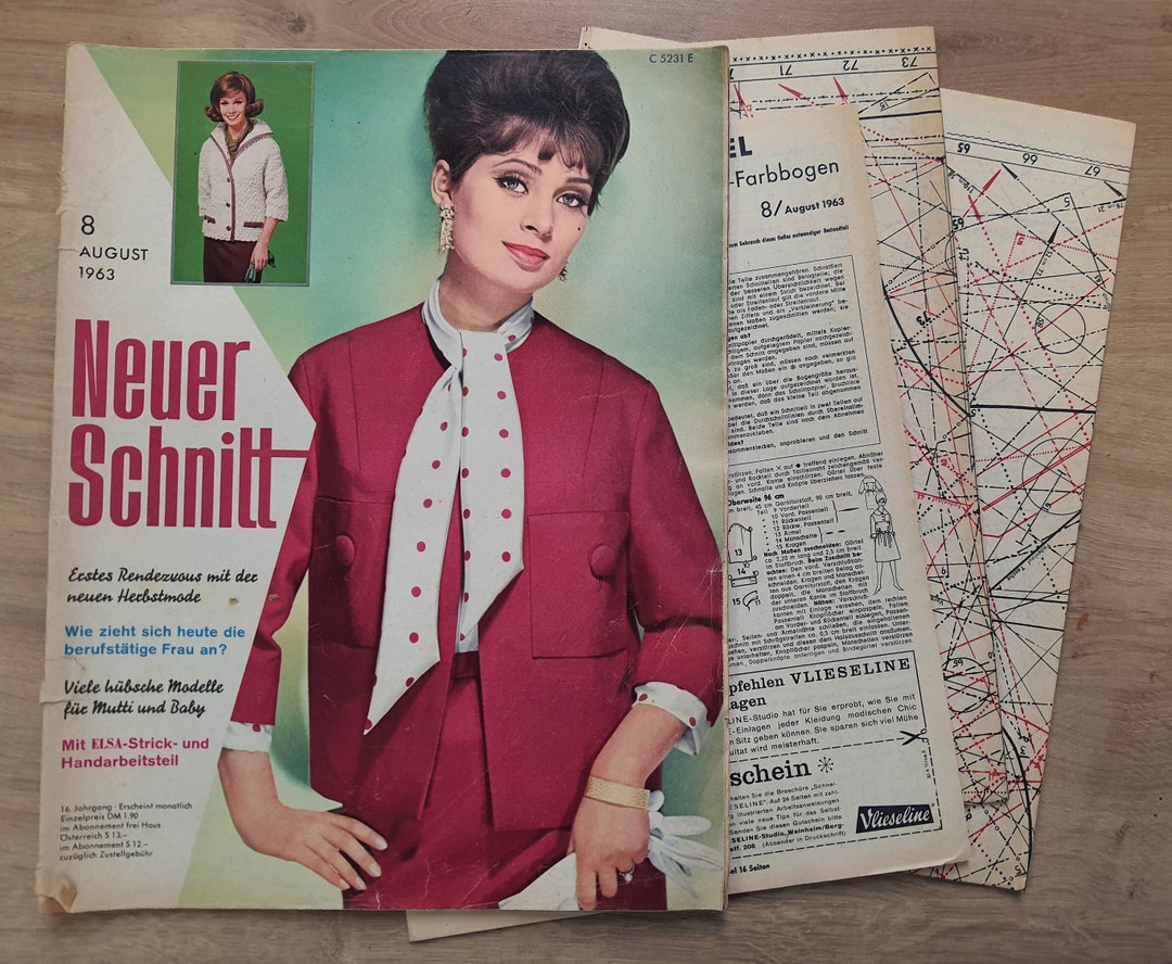 8/1963 Neuer Schnitt , Vintage Fashion Magazine 1960s, Vintage Sewing ...