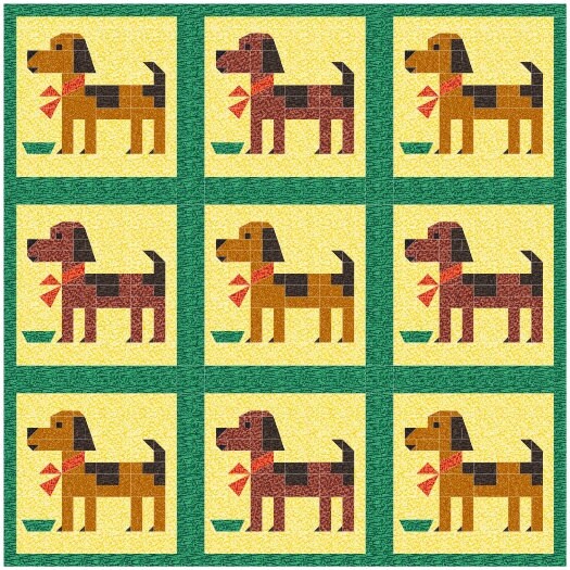Dog Quilt Pattern Pdf, Digital Quilt Block Pattern, Quilt Patterns ...