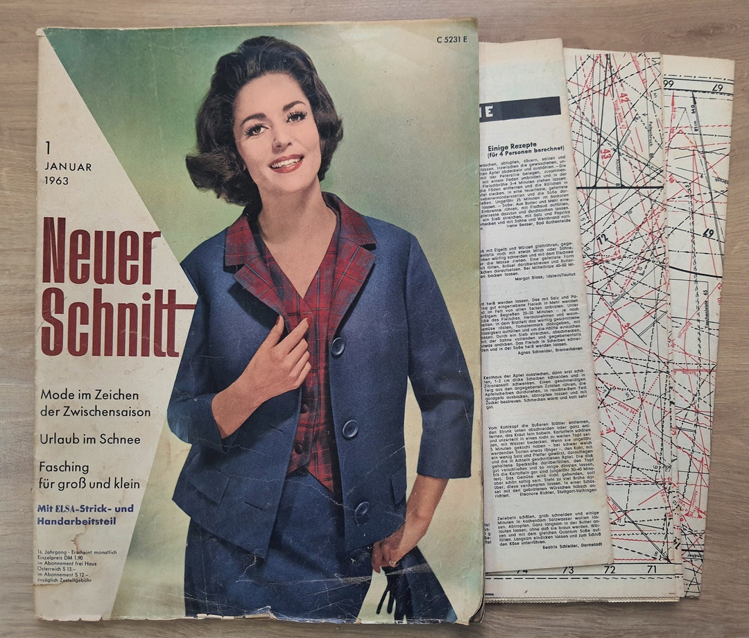 1/1963 Neuer Schnitt , Vintage Fashion Magazine 1960s, Vintage Sewing ...