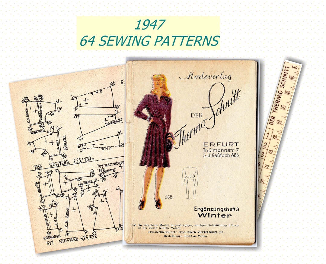 64 All Sizes Sewing Patterns From 1947 /book of Draftings/ 1940s Dress ...