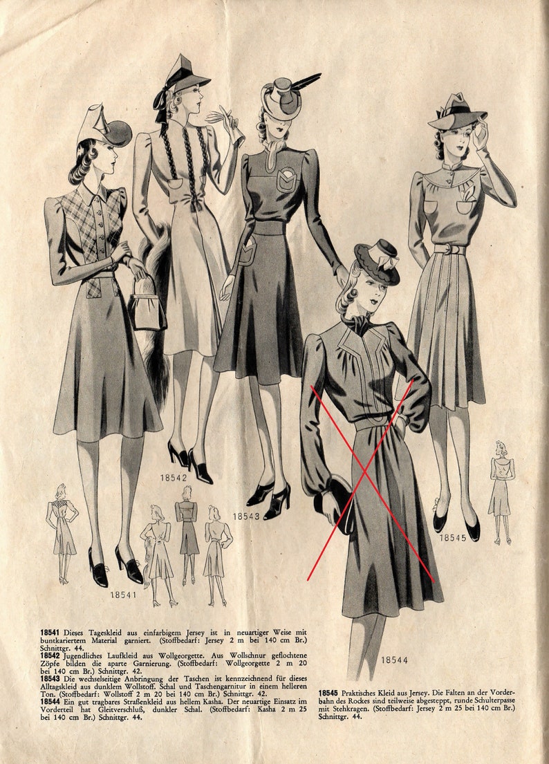 39 Sewing Patterns From 1940s, Pattern System, Vintage Sewing Patterns ...