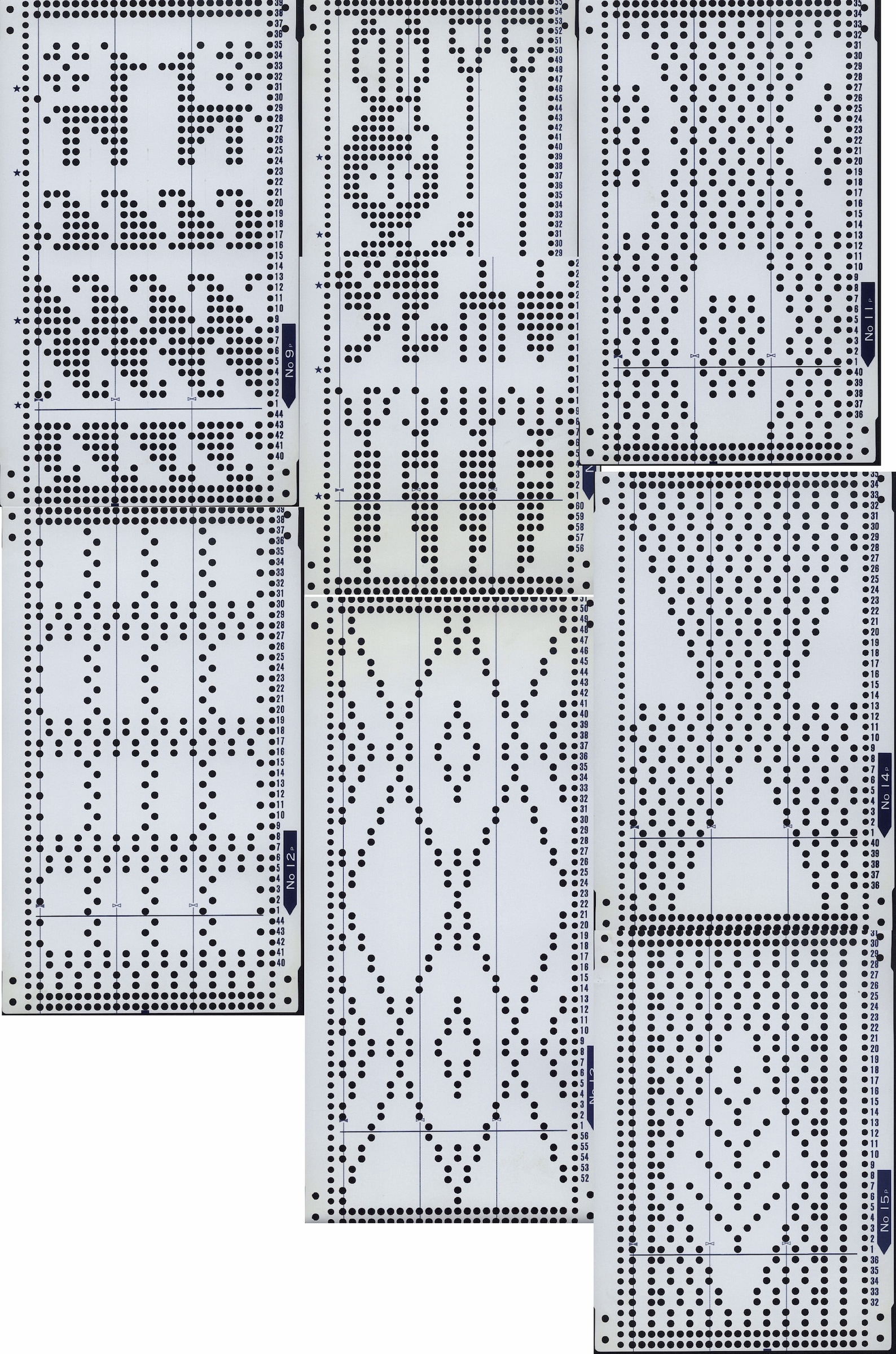 15x Knitting Machines Brother Punch Cards , Machine Knitting, Punchcard ...