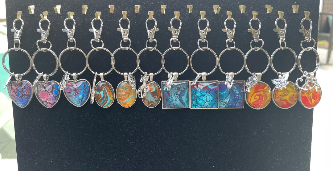 ART KEY CHAINS Handmade Abstract Art Acrylic Pour Key - Etsy
