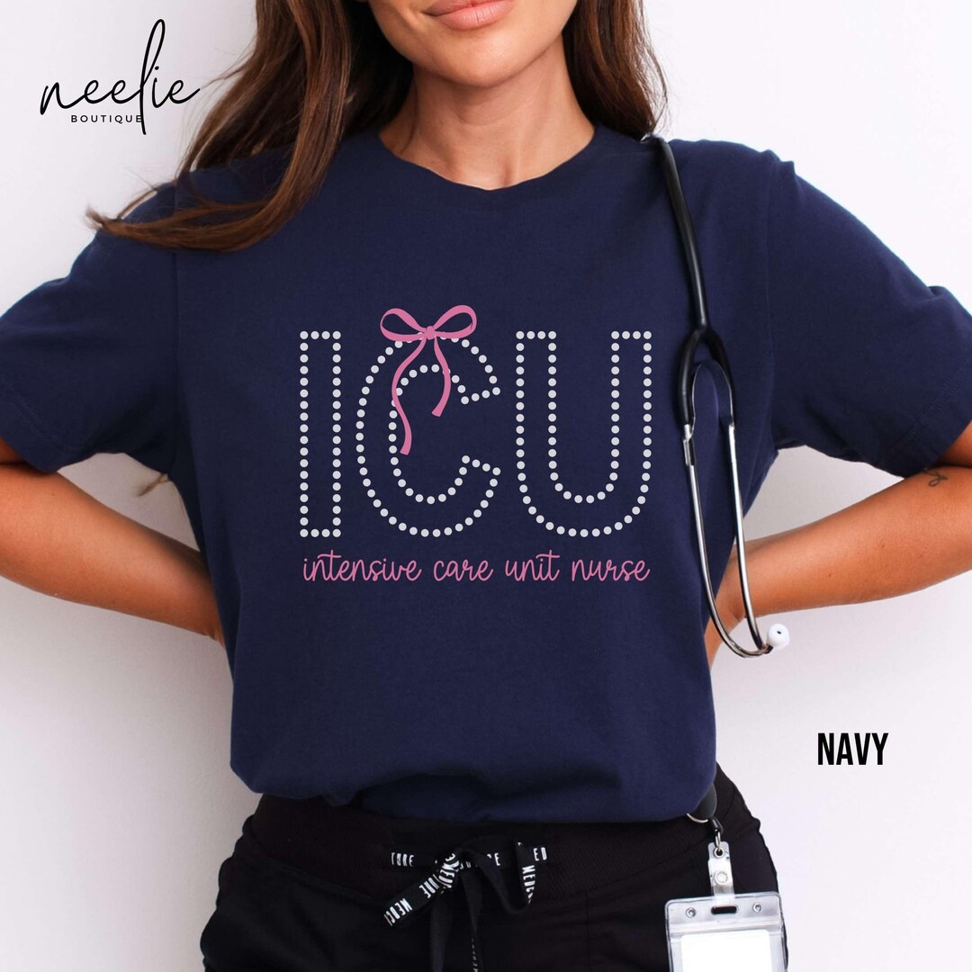 ICU Nurse Shirt With Dot Letters and Coquette Bow, Intensive Care Unit ...
