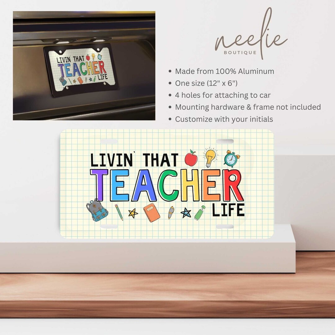 Front License Plate Cute Teacher Life Vanity Car License Plate, Cute ...