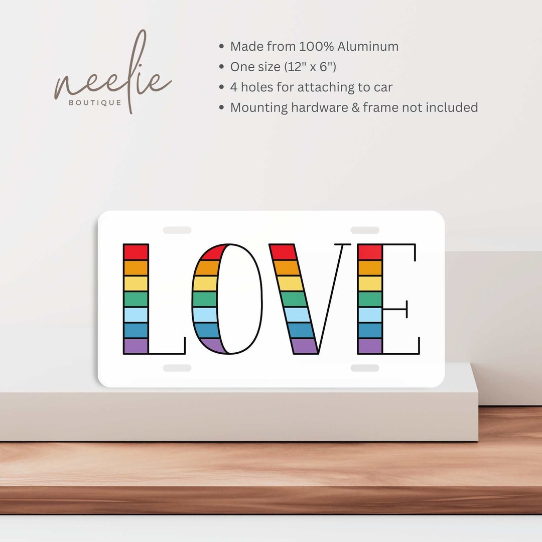 Rainbow LOVE Vanity Front License Plate, Gay Pride, LGBTQ Car ...