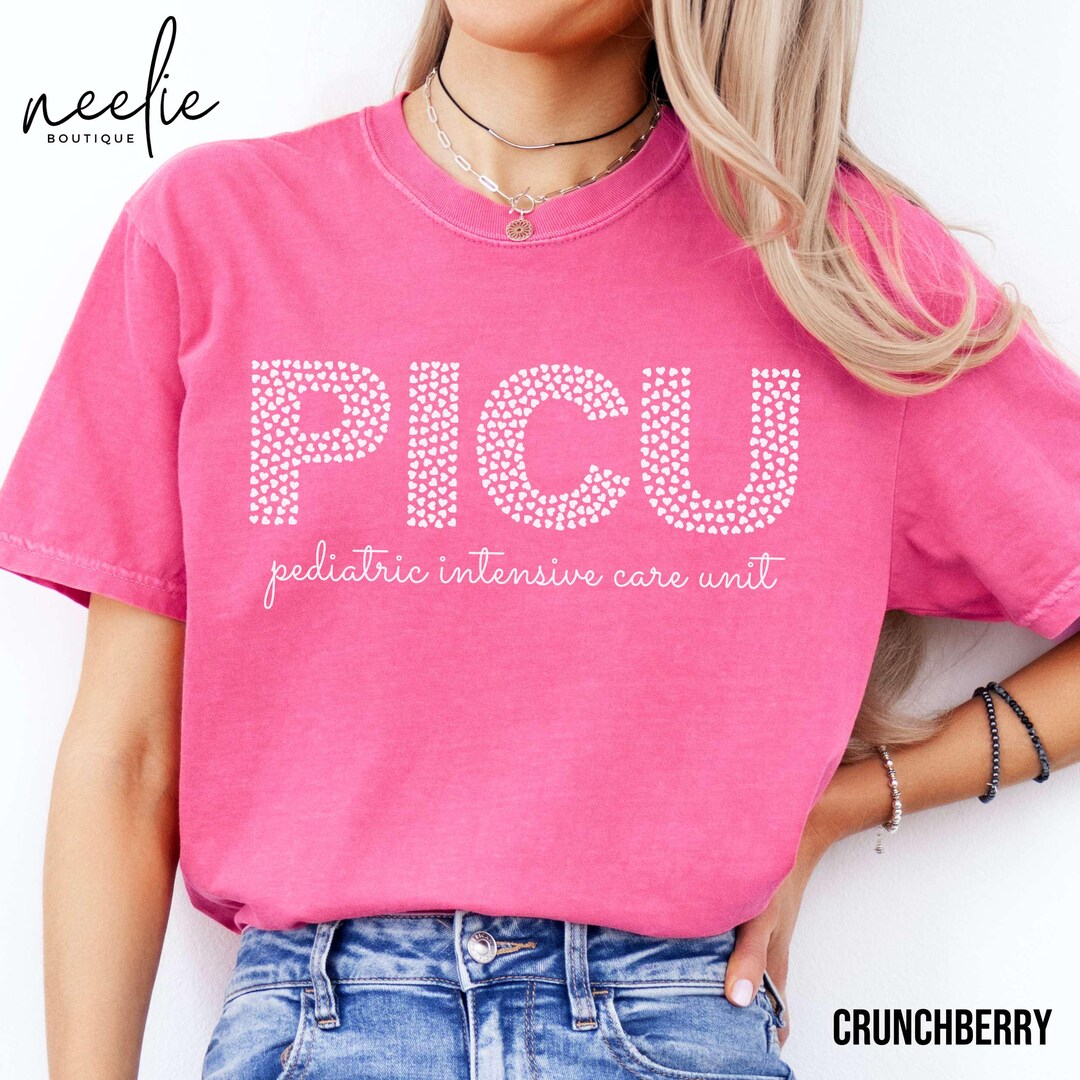 PICU Nurse Heart Letters Shirt, Comfort Colors® Pediatric Intensive ...