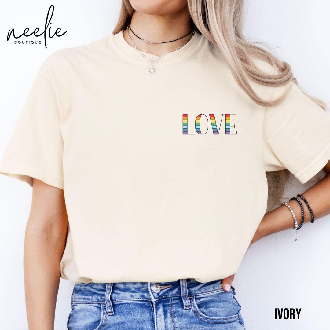 Simple Pride LOVE Shirt, Subtle Comfort Colors Pride T-shirt, Rainbow ...