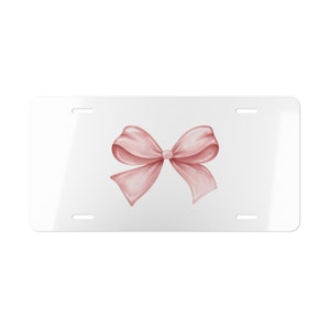 Pink Bow Simple Front License Plate, Coquette Car Decor, Cute Car ...