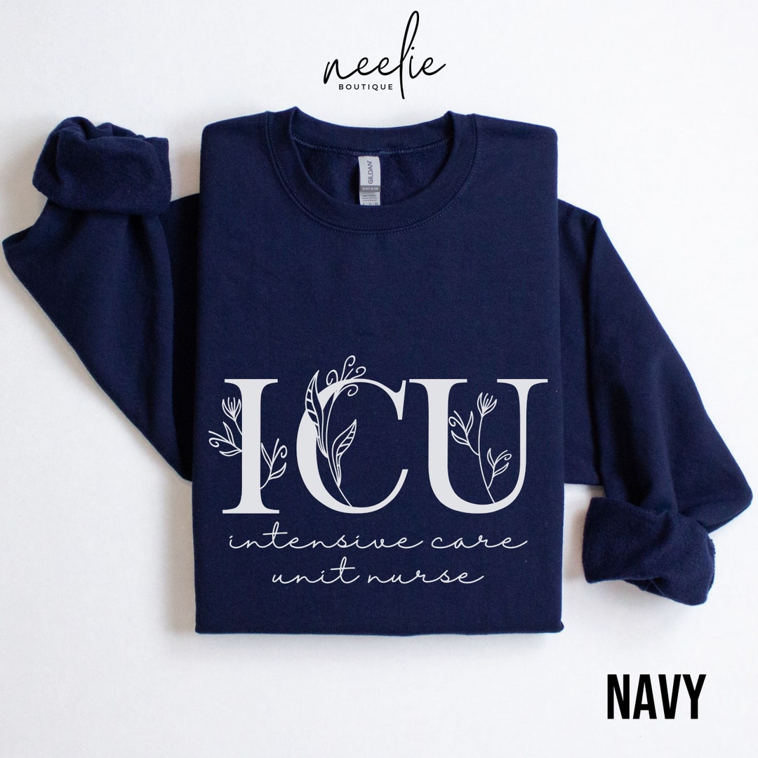 ICU Nurse Sweatshirt, Botanical Flower Letters Intensive Care Unit ...